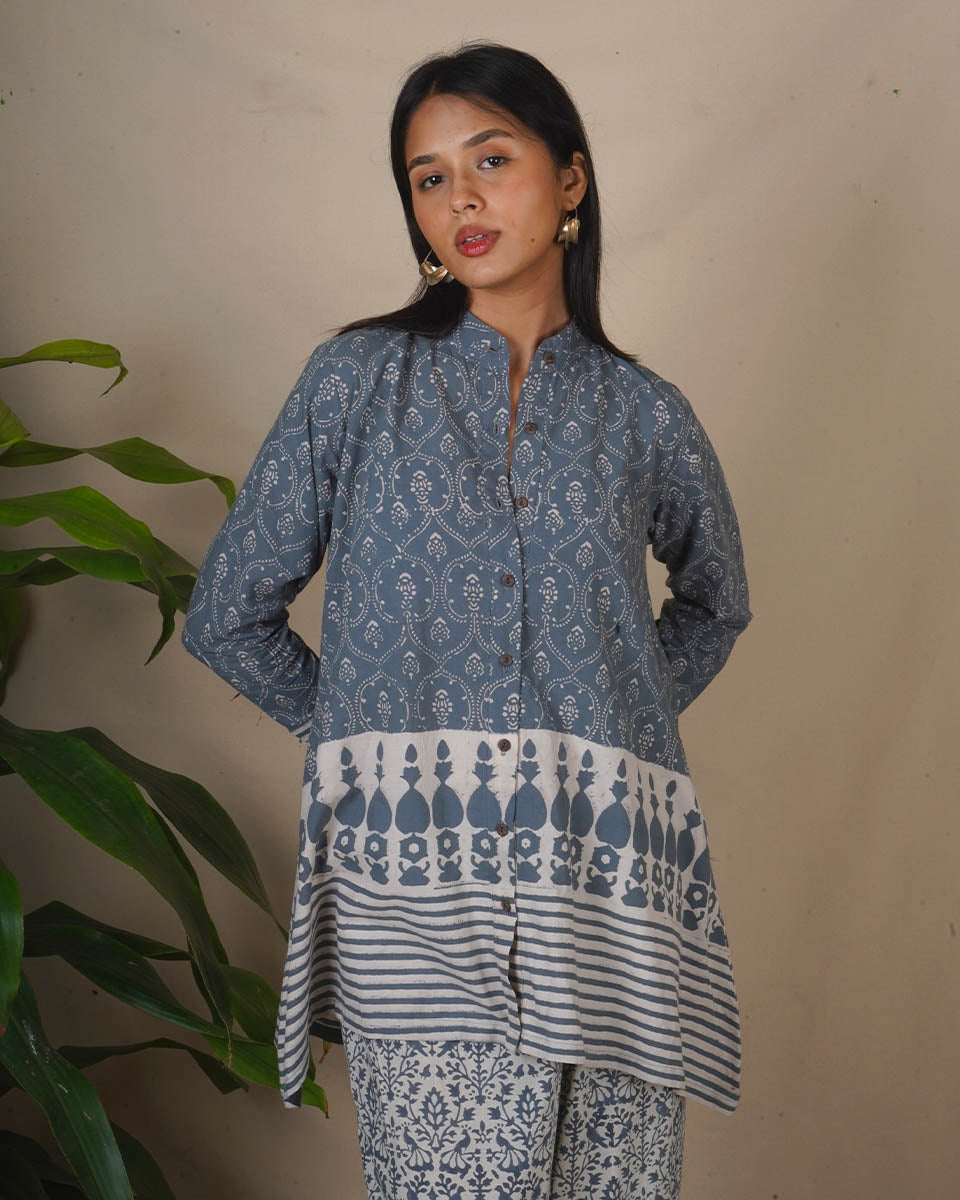 Buy Ashen Shore Grey Block Printed Top | Tops | Tops on jeans