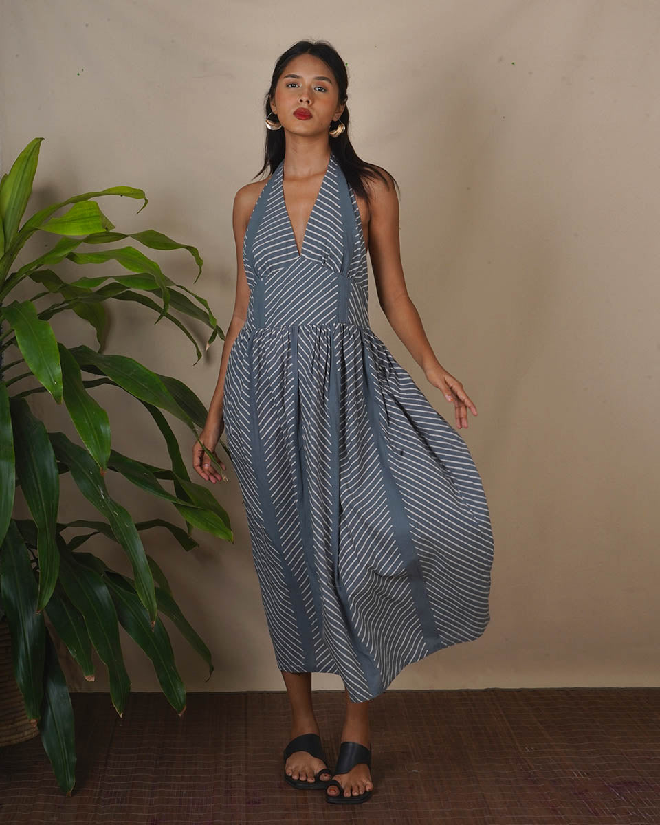 Buy Lunar Hush Grey Block Printed Dress | Cotton dress | Dress online
