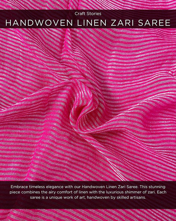 Buy Opal Handwoven Linen Zari Saree | Linen saree