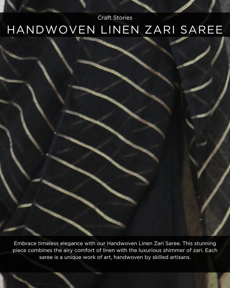 Buy Binodini Handwoven Linen Zari Saree | Chidiyaa
