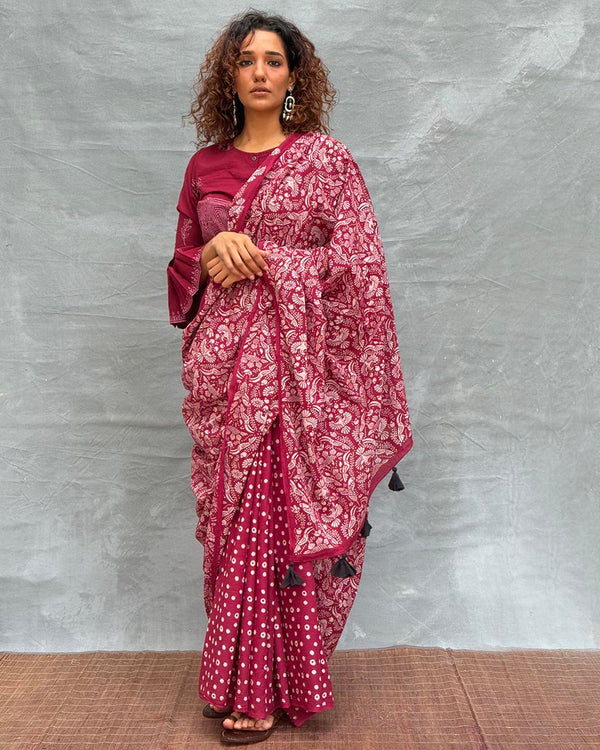Buy Moonlight Blockprinted Cotton Saree | Saree draping | Saree