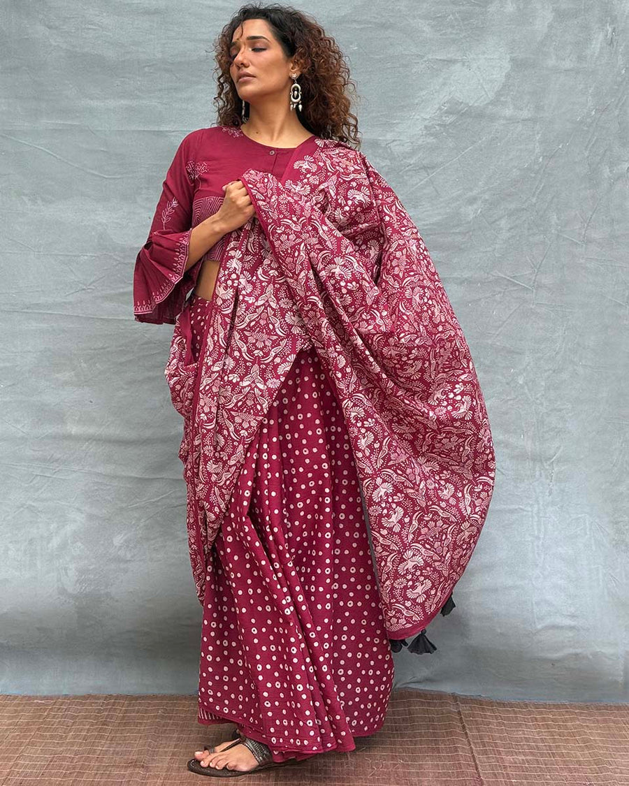 Buy Moonlight Blockprinted Cotton Saree | Saree draping | Saree