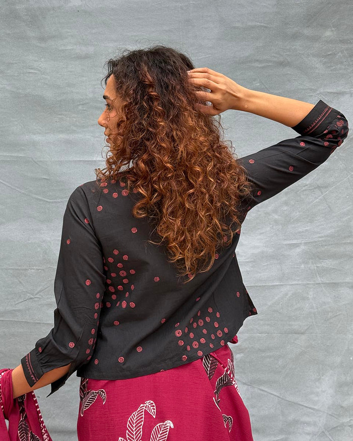 Buy Fields of Feathers Block Printed Cotton Blouse | Blouse pattern