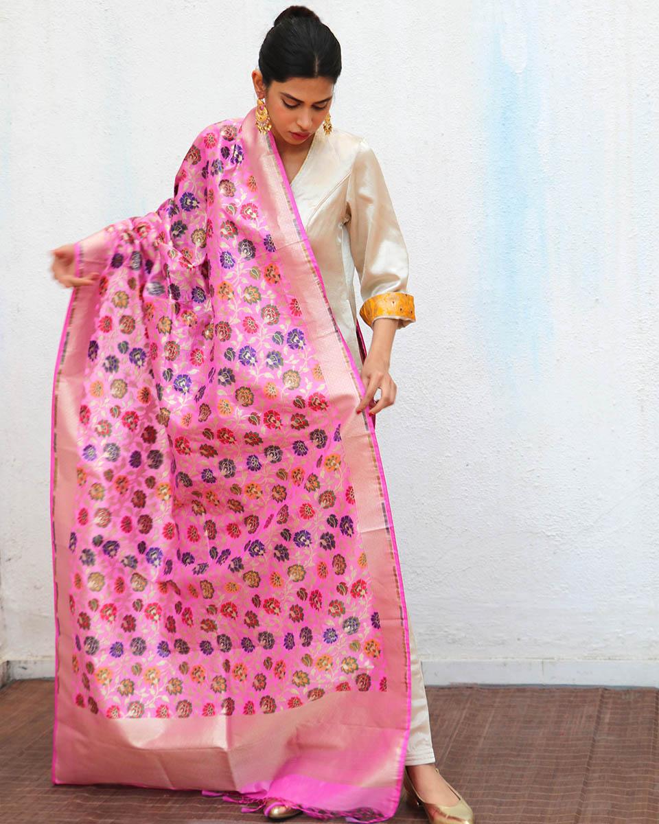Buy Dilkashi Handwoven Banarasi Kimkhab Brocade Dupatta – Chidiyaa