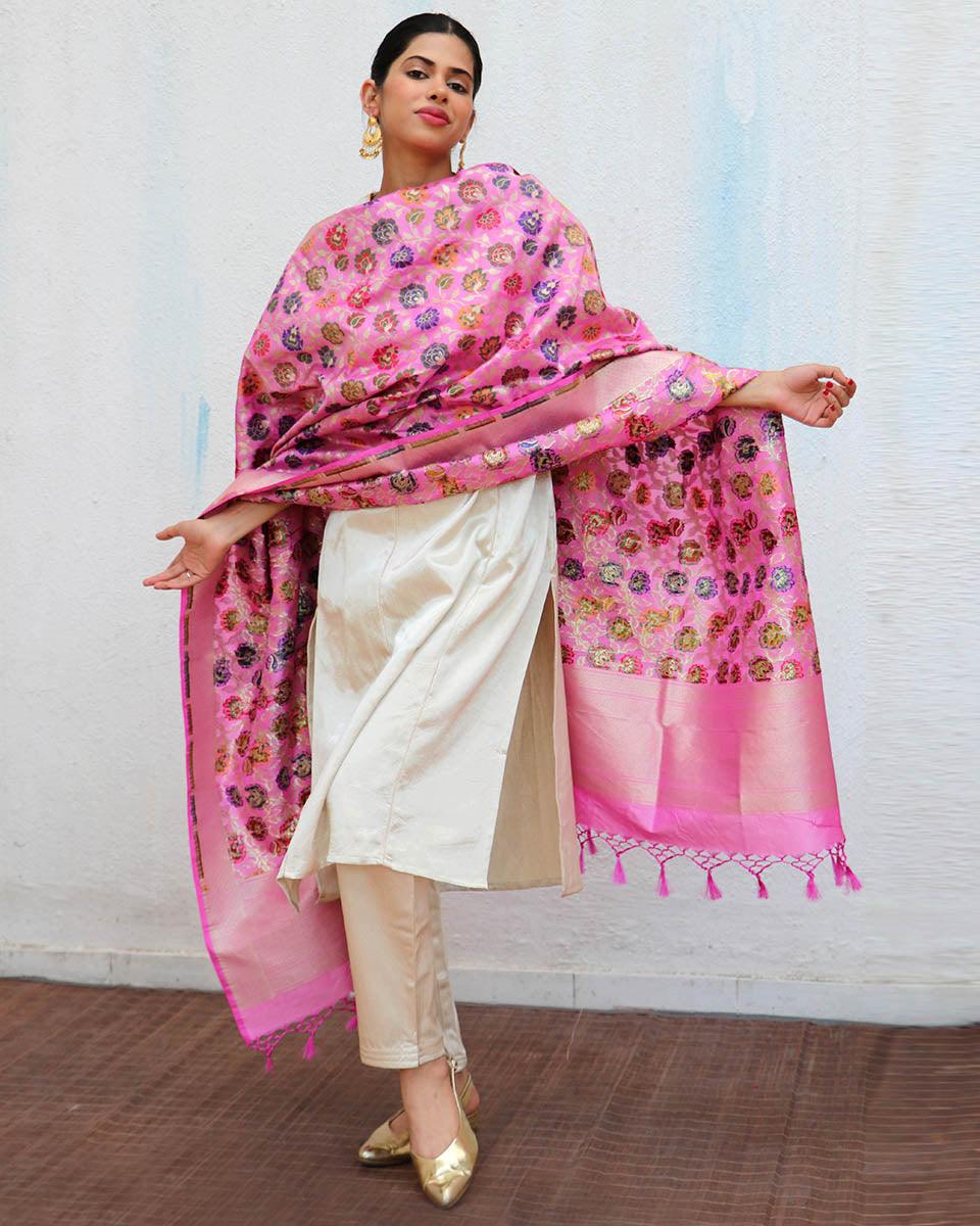 Buy Dilkashi Handwoven Banarasi Kimkhab Brocade Dupatta