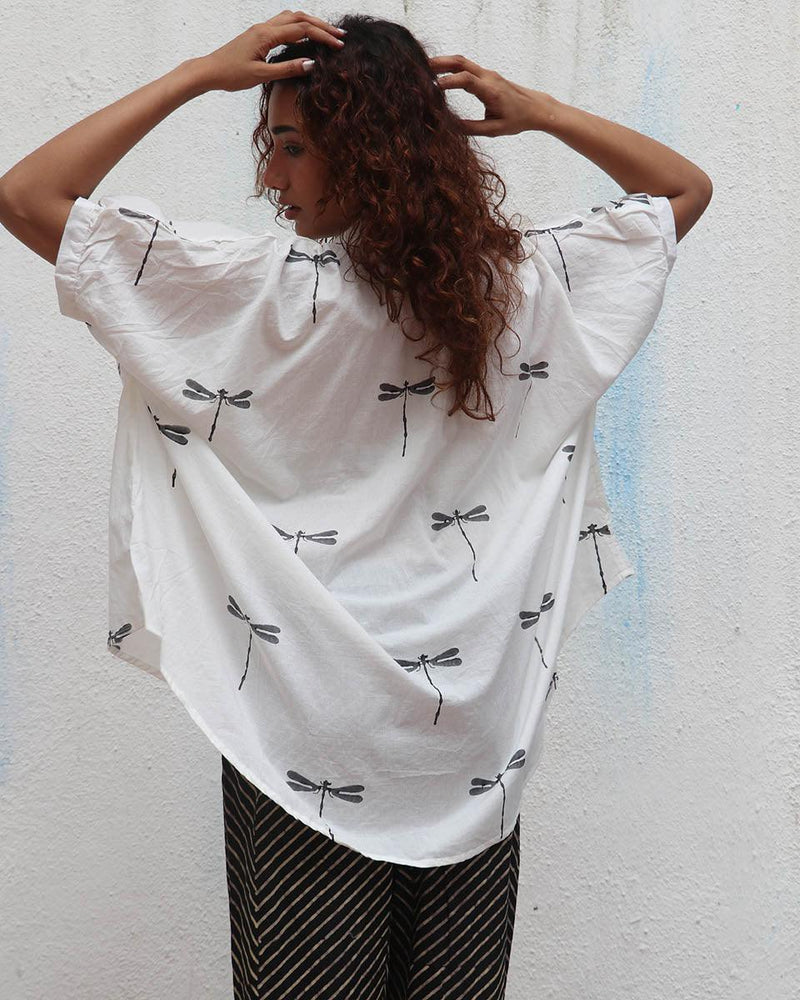 Buy Free Falling Block Printed Cotton Shirt | Women shirt cotton