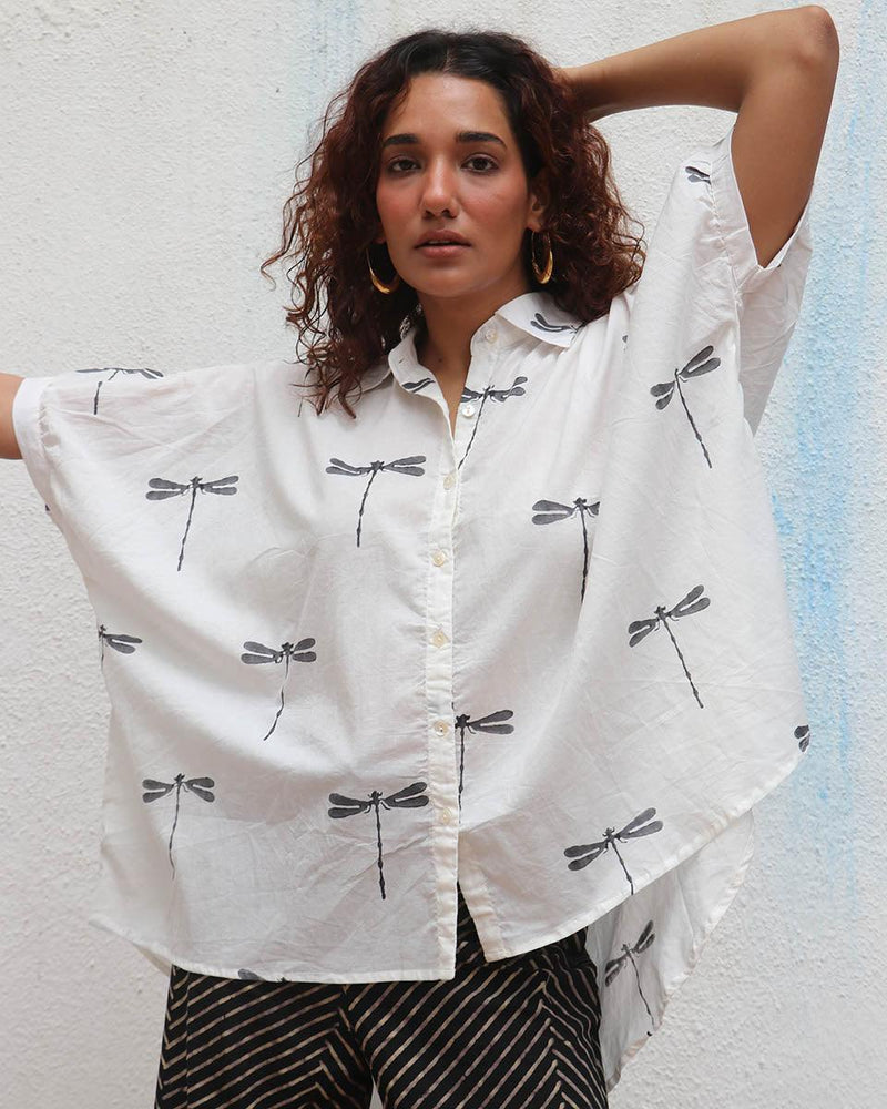 Buy Free Falling Block Printed Cotton Shirt | Women shirt cotton