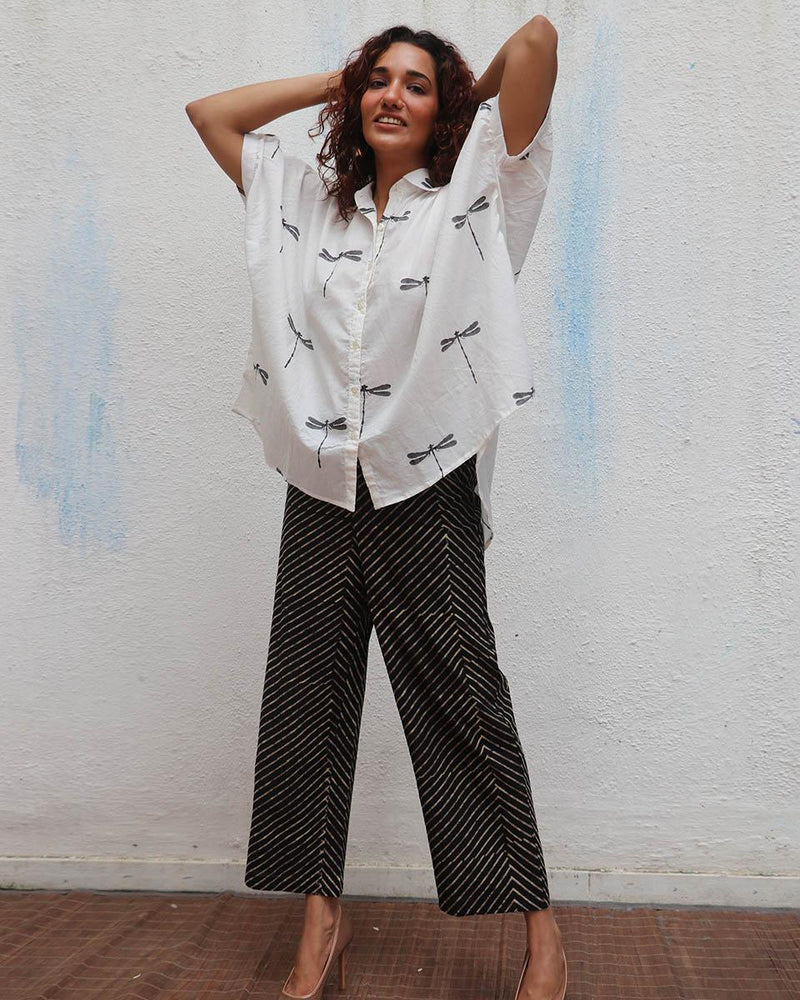 Buy Free Falling Block Printed Cotton Shirt | Women shirt cotton