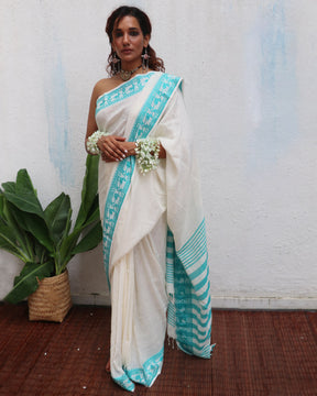 Buy Sadhana Handwoven Linen Cotton Jamdani Saree | Cotton saree online