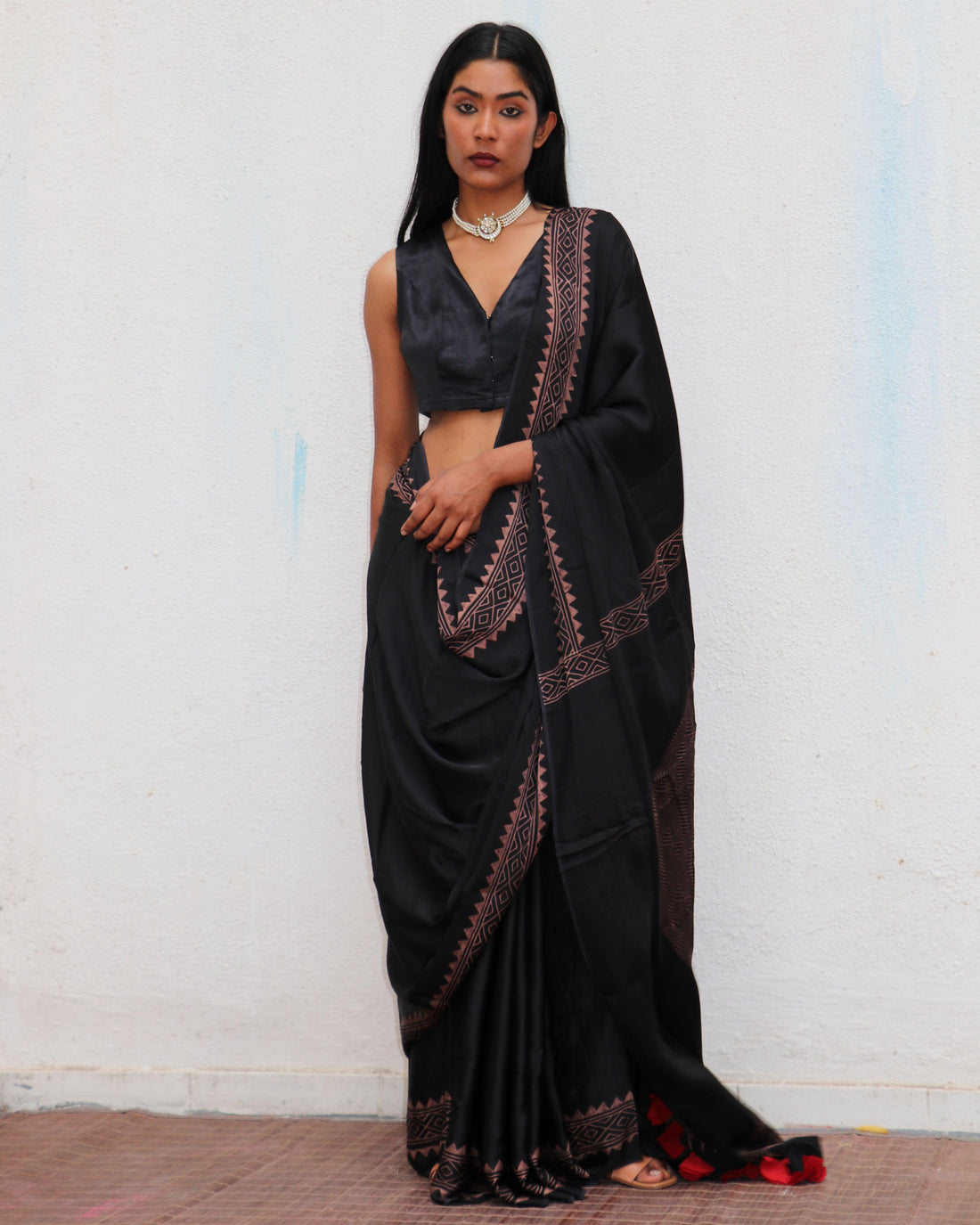 Blockprinted Handwoven Modal & Chanderi Silk Saree | Chidiyaa