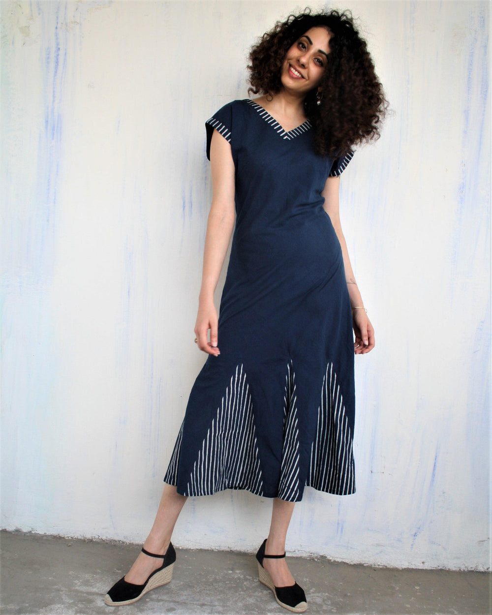 Buy Blue Kali Printed Cotton Dress | Dresses | Dress Designs