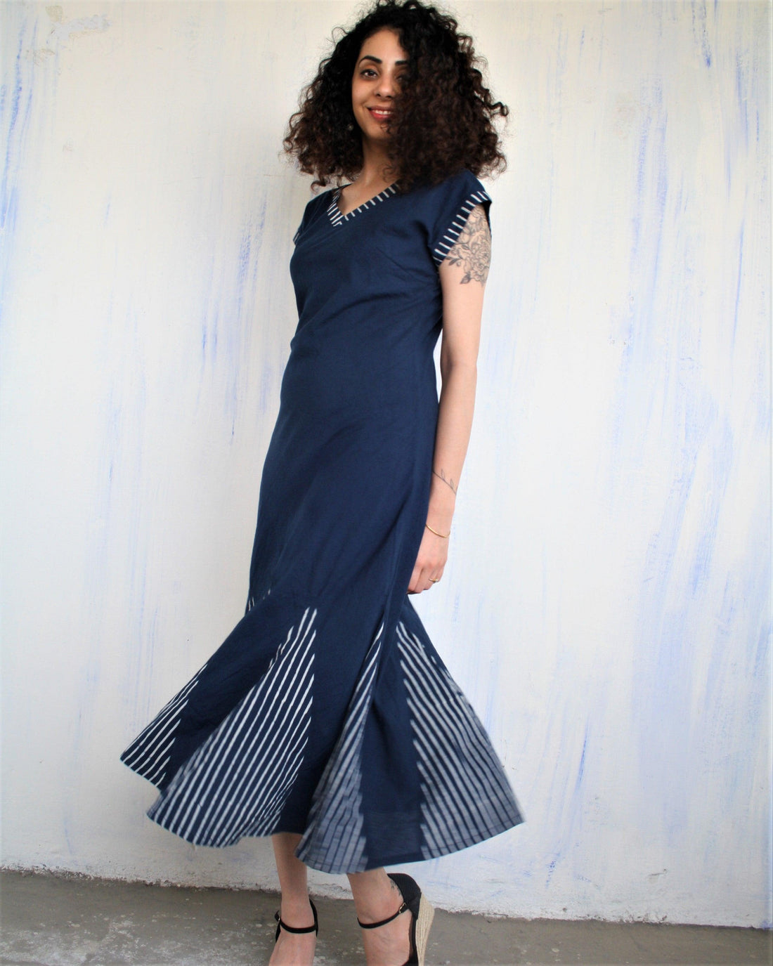 Buy Blue Kali Printed Cotton Dress | Dresses | Dress Designs