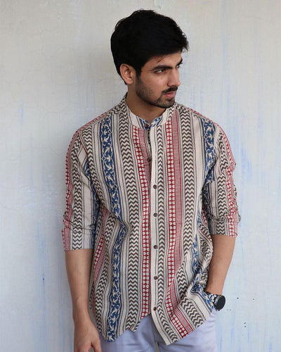 Shop Men's Motif Printed Shirts | Hand-block printed shirts for men