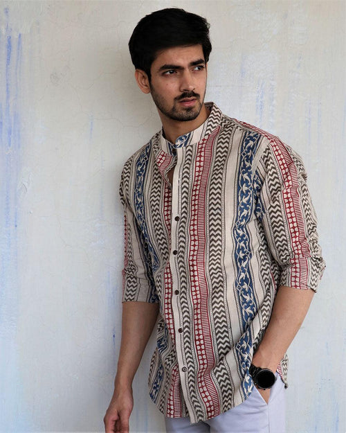 Shop Men's Motif Printed Shirts | Hand-block printed shirts for men