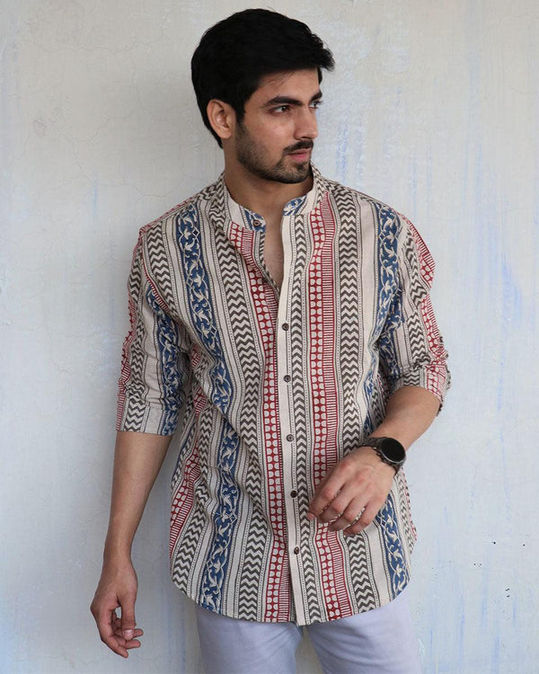 Shop Men's Motif Printed Shirts | Hand-block printed shirts for men