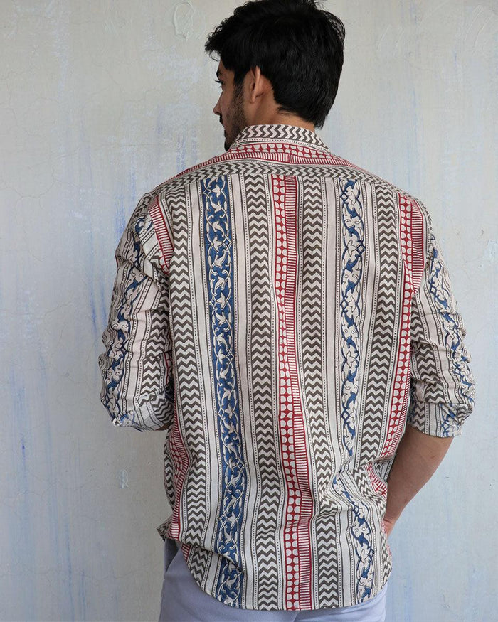 Shop Men's Motif Printed Shirts | Hand-block printed shirts for men