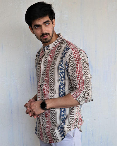 Shop Men's Motif Printed Shirts | Hand-block printed shirts for men