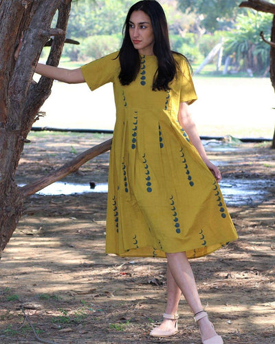 Buy Yellow Eclipse Printed Cotton Dress | Summer Clothes| Dresses