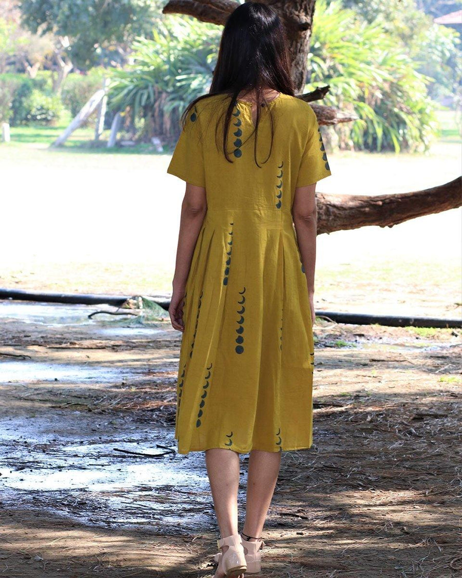 Buy Yellow Eclipse Printed Cotton Dress | Summer Clothes| Dresses